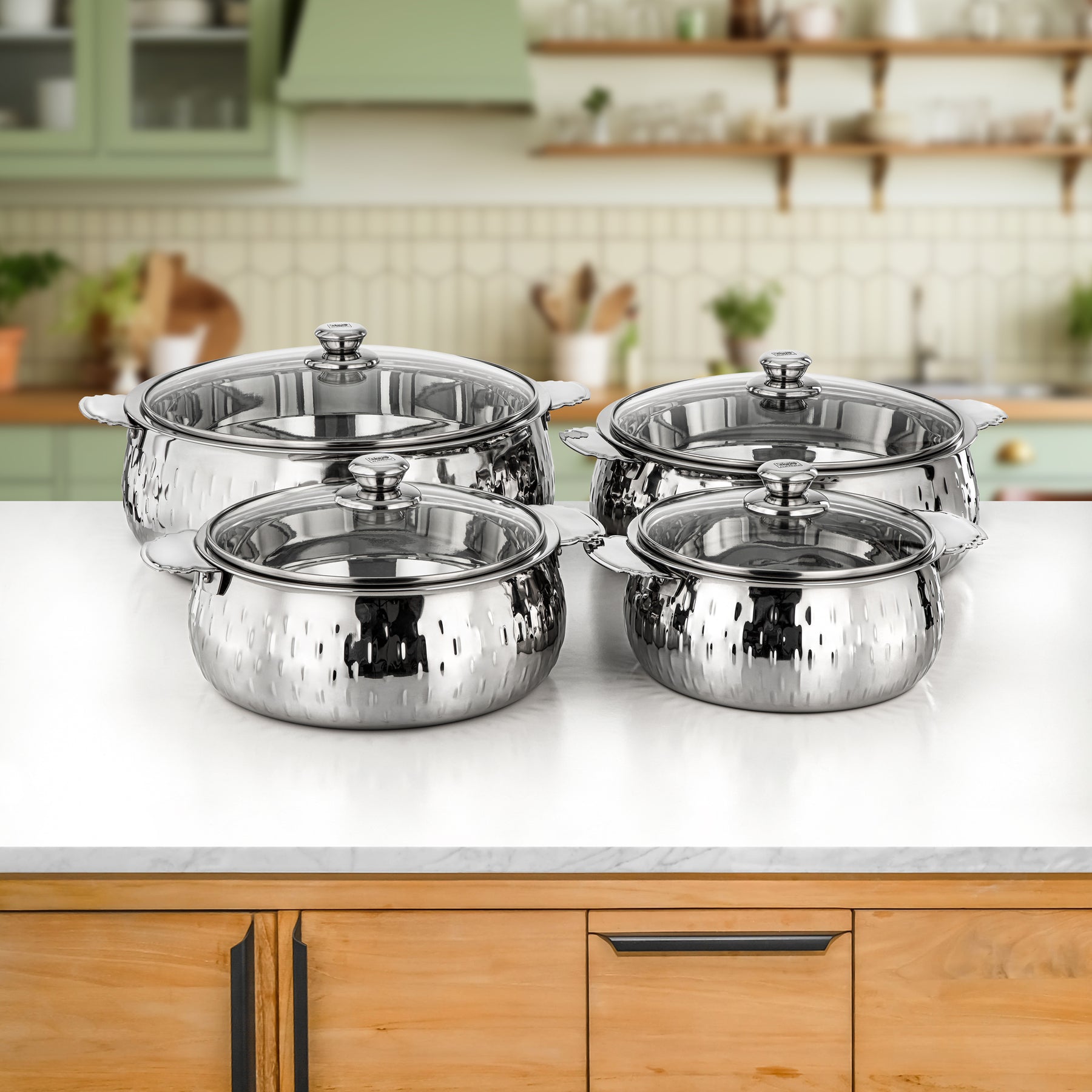 Almarjan Sonbola Collection Hot Pot Set 3L + 4L + 6L + 9L Stainless ...